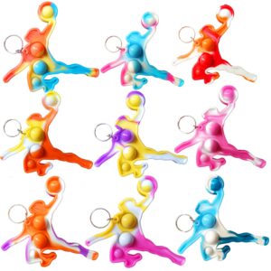 roaqua (basketball match students gift) 24 packs bulk small mini pop sport basketball boy keychain for basketball favors party, mini sports fidget party pack