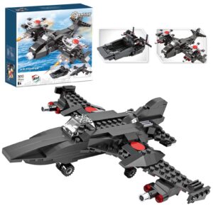 tblicked 3in1 fighter jet building sets military war plane building kit creator army airplane gunship building toys battle warship play set gift for kids aged 6-12, 231 pieces