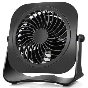 4 inch mini usb desk fan quiet, 2 speeds, lower noise, usb powered, 360° up and down, 3.8 ft cable, powerful desktop fan for home office room