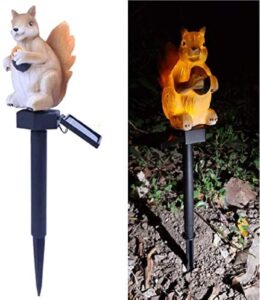 chris.w solar garden lights squirrel waterproof led solar ground lights outdoor, landscape decorative stake lights pathway lamp lighting for lawn patio yard path walkway