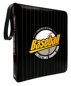 zinomar baseball card binder with sleeves, 40 pcs 9-pocket pages for 720 trading cards, portable card collector album holder book, zip carrying case display storage for tcg - black