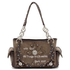 colorful dragonfly western spring concealed carry purse country handbag women shoulder bag wallet set (brown)