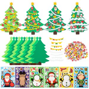 mallmall6 276pcs diy christmas tree foam craft kits self-adhesive stickers xmas make a face sticker handmade artwork project making fun home activities for kids christmas gift party favor decoration