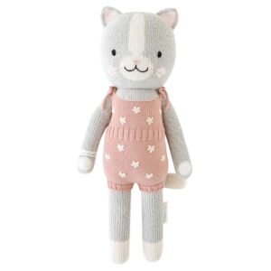 cuddle + kind daisy the kitten little 13" hand-knit doll – 1 doll = 10 meals, fair trade, heirloom quality, handcrafted in peru, 100% cotton yarn