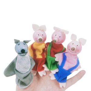 4pcs three little pigs finger puppets - mini animal puppets for kids storytelling and playtime puppet theater plush cartoon finger puppet for toddlers