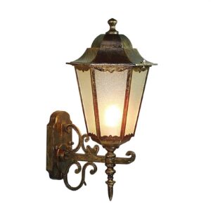 zziyj outdoor wall light waterproof ip54 american country hexagon street home garden balcony terrace aluminum wall lamp decoration courtyard aisle e27 glass wall lantern (color : bronze)