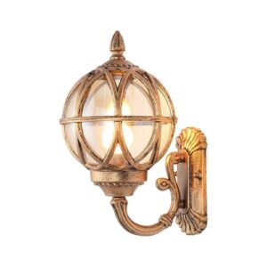 zziyj residential villa courtyard wall lamp outdoor waterproof ip54 wall light garden home hotel aisle aluminum wall lantern european antique spherical glass sconce e27 fixture