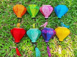 set of 8 mini string silk lanterns 10cm vietnam lanterns for wedding decor christmass tree decor home decor garden party decor