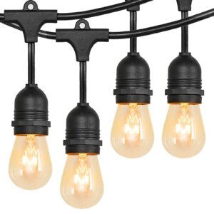 zoxjoy outdoor string lights weatherproof strand edison 15+1 bulbs, 50ft ul listed heavy duty decorative café market patio lights for bistro garden porch