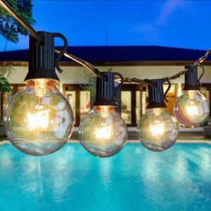 outdoor string lights 100ft g40 globe outdoor lights with 104 glass bulbs(4 spare)waterproof connectable hanging patio lights for garden backyard cafe home decor,string lights for outdoor and indoor