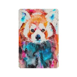 ppfine red panda watercolor tin sign metal plaque art hanging iron painting retro home kitchen garden garage wall decor 12"x8"