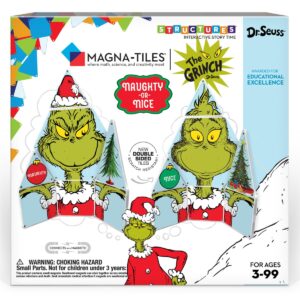 createon magna-tiles limited edition grinch magnetic building toys from dr. seuss’ “how the grinch stole christmas” book, educational toys for ages 3+, 19 pieces