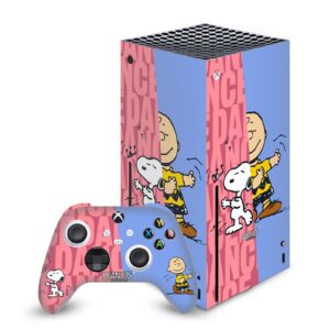 head case designs officially licensed peanuts snoopy & charlie brown character graphics vinyl sticker gaming skin decal cover compatible with xbox series x console and controller bundle