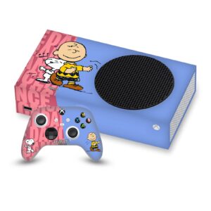 head case designs officially licensed peanuts snoopy & charlie brown character graphics vinyl sticker gaming skin decal cover compatible with xbox series s console and controller bundle