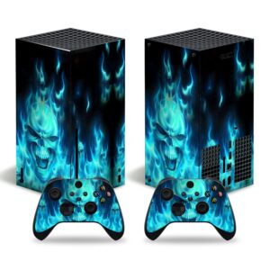 mcbazel skin stickers for xbox series x, full body protective vinyl skin decal cover for xbox series x console and controllers - skull