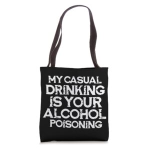 my casual drinking is your alcohol poisoning funny drinking tote bag