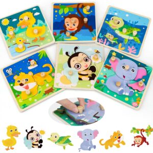 toy life wooden puzzles for toddlers 1-3, 6 animals toddler puzzles 1-3, puzzles for toddlers 2-4, wood puzzles montessori toys for 1 2 year old, baby puzzles 12-18, kids learning toy xmas gifts