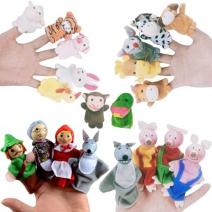 20pcs finger puppets - finger puppets for toddlers 1-3 with storytelling and playtime fairy tales with mini stuffed animals plush cartoon puppet theater puppets for kids, 3 inches