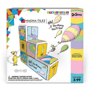 dr. seuss oh! the places you'll go! magna-tiles structure set, original magnetic building tiles making learning fun and hands-on, versatile educational toy for kids ages 3 years +