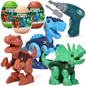 take apart dinosaur toys for 6 7 8 9 10 year old kids, kids toys stem learning educational building kids toys with electric drill, dinosaur toy birthday easter gifts boys girls