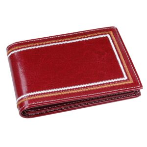 iamacos women bifold wallet compact artificial leather wallets rfid blocking credit card holder 4 card slots 3 id windows red