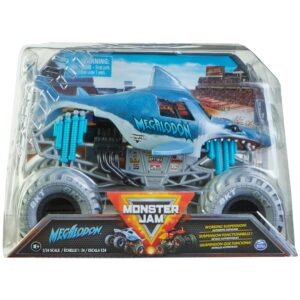 monster jam, official megalodon monster truck, collector die-cast vehicle, 1:24 scale, kids toys for boys ages 3 and up