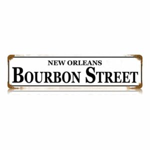 sliyiyoo super durable metal sign bourbon street tin sign vintage wall decoration home garden kitchen art sign 4 x 16 inch