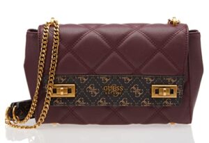 guess womens katey flap shoulder bag, burgundy multi, one size us