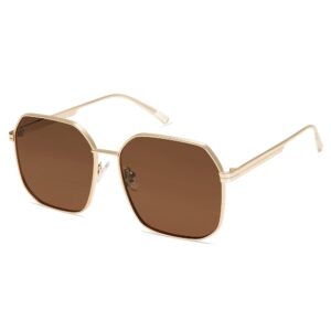 sojos retro square polarized sunglasses for women vintage square shades uv400 large metal frame sj1166 with gold/brown lens