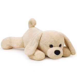 miaohaha plush puppy toy cute stuffed animal dog, kids plush toy pillow, lifelike soft light brown dog cuddly toy gift for kids/girls(40cm/15.7in)