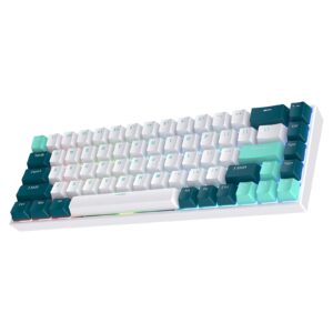 fl esports f12 65% three-mode wireless mechanical keyboard, 68 keys rgb bt 5.0/2.4ghz gaming keyboard w/light tactile kailh box white switch, pbt keycaps, durable durable battery