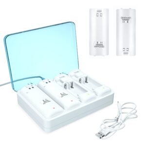 battery charger for wii remote controller battery, 4pcs 2800mah rechargeable battery packs compatible with wii controller