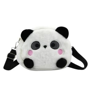 amamcy cute panda plush crossbody purse small fluffy satchel shoulder bag messenger bag handbag purse for women