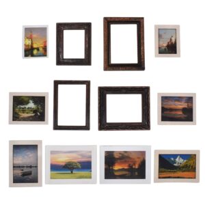 iland miniature dollhouse accessories for dollhouse furniture on 1:12 scale, dollhouse frames w/printed classic paintings set (4 dark brass frames & pictures)