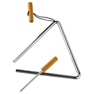 musfunny triangle hand percussion with striker, rhythm steel triangles musical instrument (8 inch)