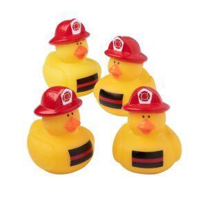 fun express, 12 pieces thin red line fireman rubber ducks