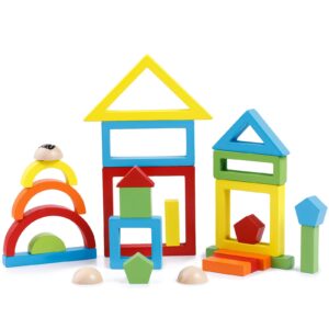 montessori toys for 2 year old boys girls wooden toys for toddlers 1-3, 26 pcs wooden stacking toys for preschool kids