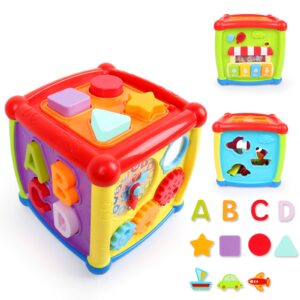 baby activity cube 6-in-1 musical baby learning toys including letters cognition shape sorter piano keys interesting multi-functional learning activity cube best gift for boys girls aged 1 2 3