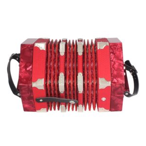 btuty accordion acordeon concertina accordion instrument acordion 20-button 40-reed anglo style with carrying bag (red)