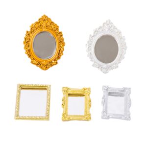 birostiana 5pcs miniature dollhouse accessories 1 12 scale miniatures furniture mirror baroque wall mirror mini toys diy decor ornament for miniature dollhouse party kit