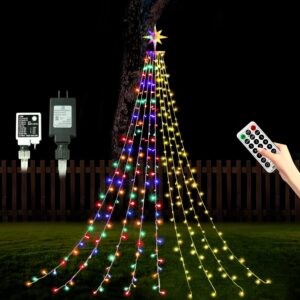 christmas decoration dipper star string lights,320 led color changing christmas tree lights 8 modes & waterproof for xmas party wedding patio new year holiday