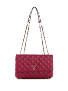 guess womens cessily convertible crossbody flap, plum, one size us