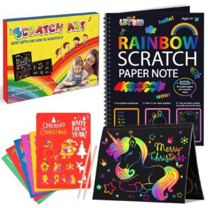 devrnez diy toys rainbow scratch papers: coloring scratch off arts and crafts for kids 3-12 year old girls toys magic notebook with pencils for age 4-10 boys gift toy game birthday party gifts