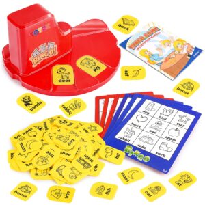 saitcpry bingo board games for kids ages 4-8, kids board game preschool game sight words games educational games family for birthdays (red)