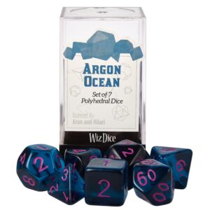 series iv set of 7 tabletop rpg dice - 7 different polyhedral role playing dice per set - ttrpg dnd dice - argon ocean