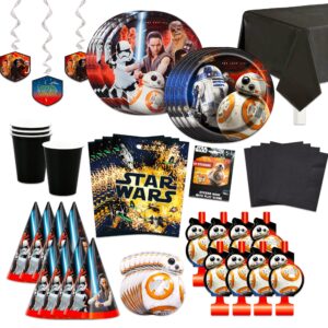 classic disney star wars birthday party supplies pack | 50+ pc star wars bundle with party plates, loot bags, party hats, napkins and more (star wars party decor and favors)