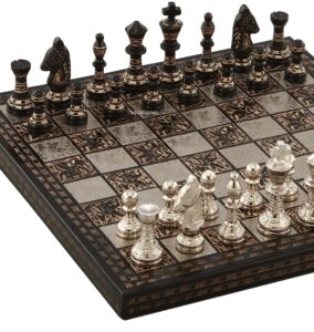 luxury & decorative premium chess board game set | 10 x 10 inches | black & silver | collectible & handmade chess set for professionals & adult for tournament/for gifting by indus living