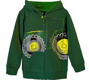 john deere boys child fleece zip hoodie, green, 6 years