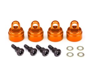 traxxas 3767t shock caps, aluminum (orange-anodized) (4) (fits all ultra shocks)