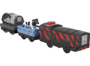 thomas & friends motorized toy train talking diesel engine with sounds phrases & cow cargo for preschool pretend play kids ages 3+ years